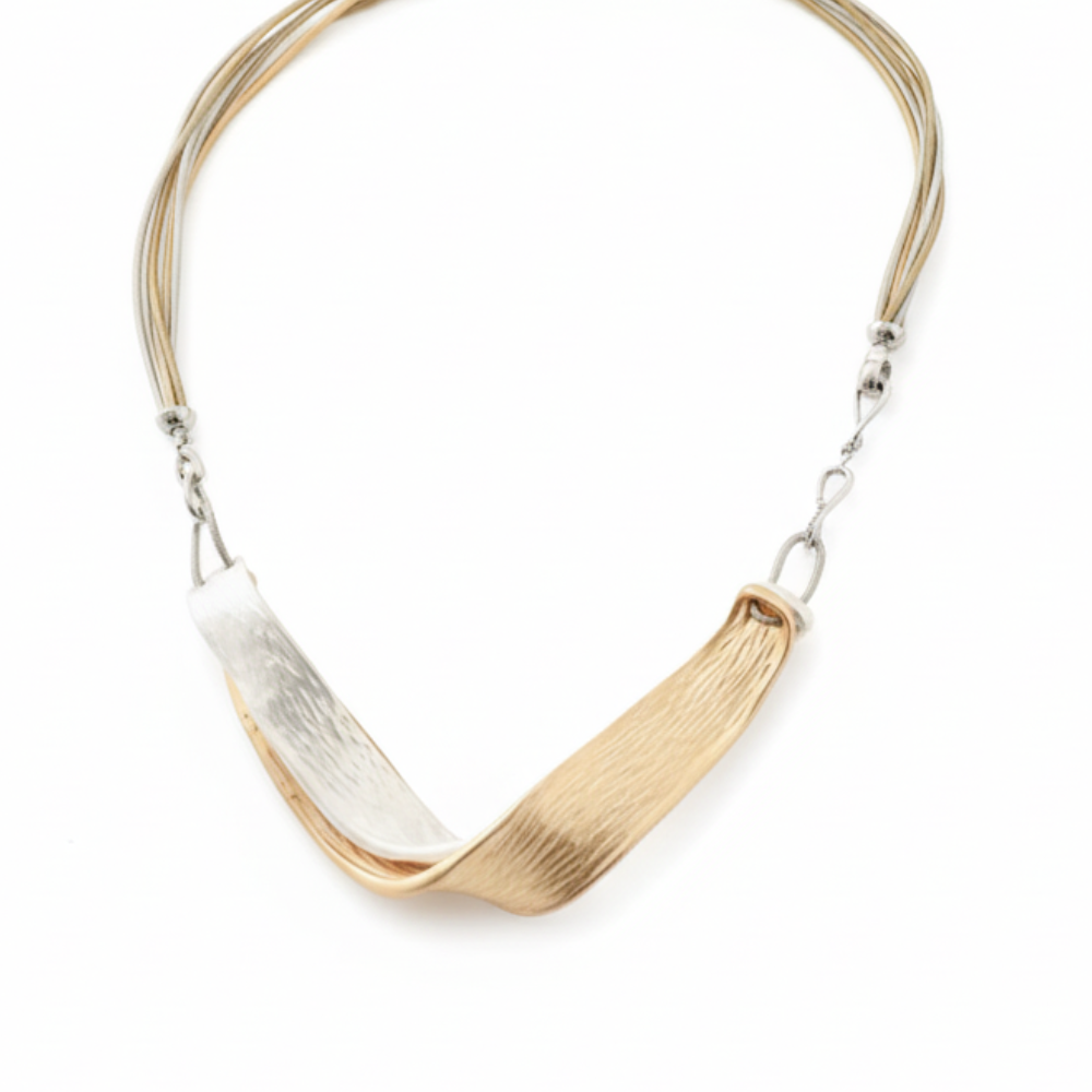 Multi Strand Piano Wire Wave Pendant Necklace – Unique Boutique
